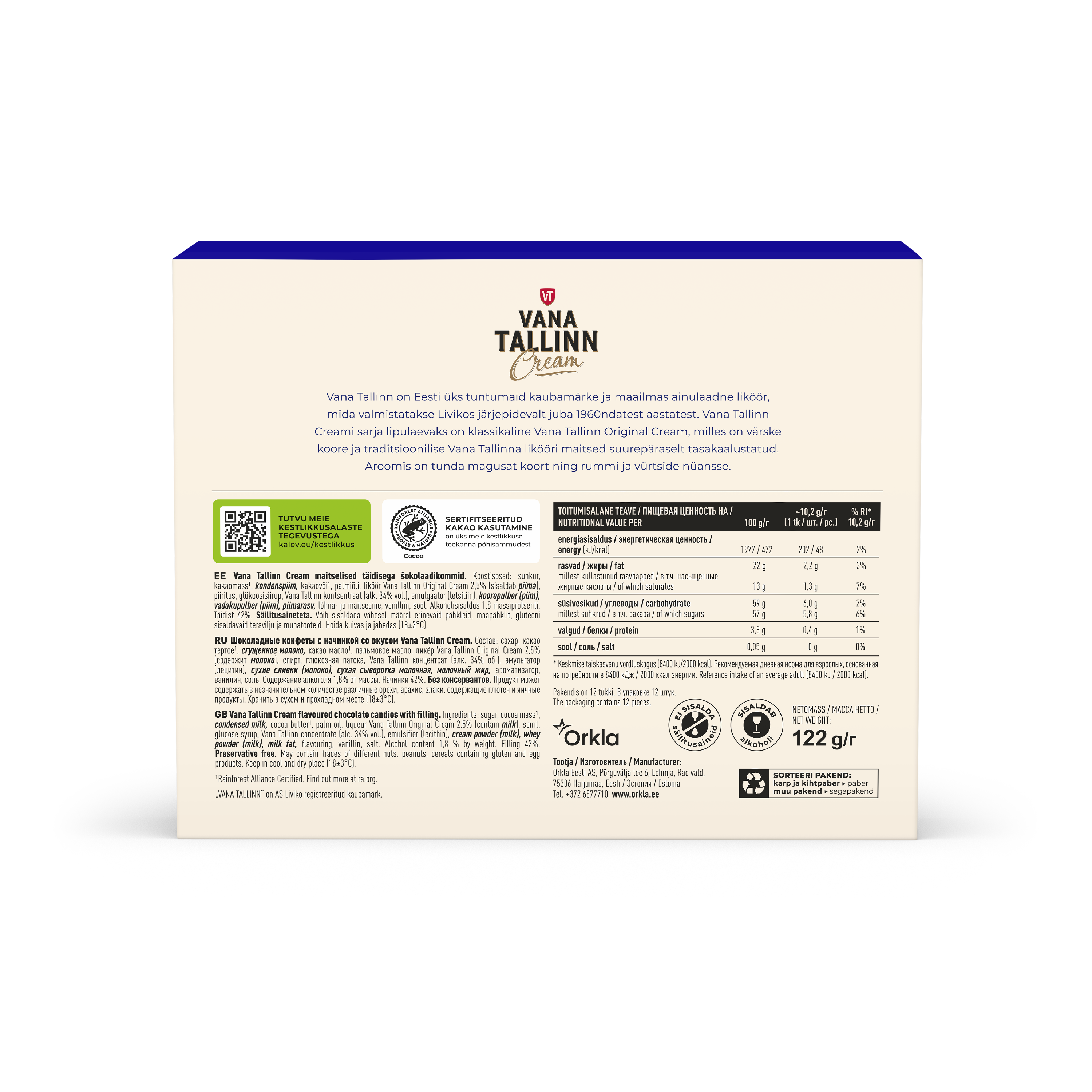 Chocolate candies with Vana Tallinn liqueur cream filling 122g | Amest ...